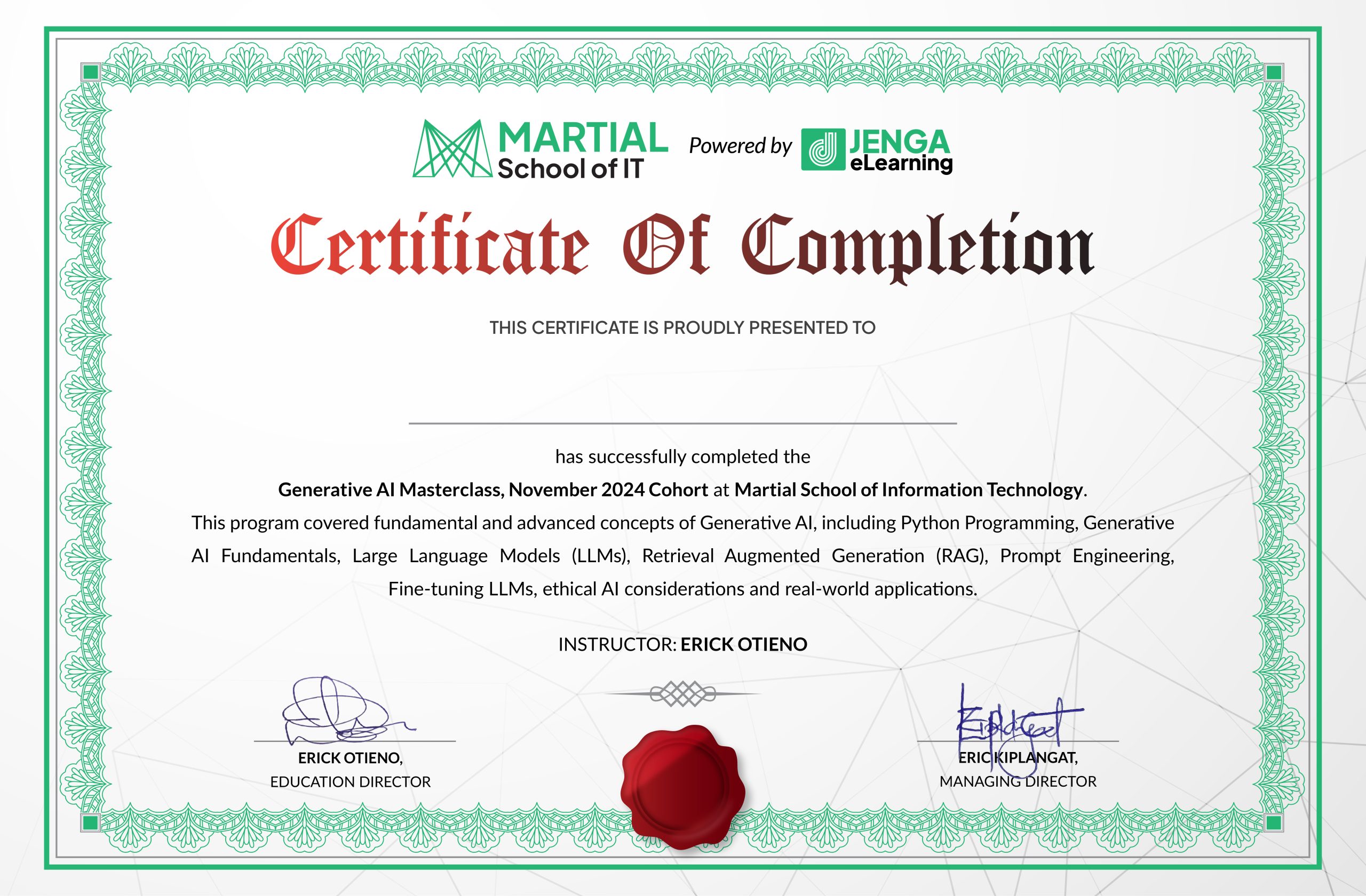 Gen AI Cert - Jenga eLearning